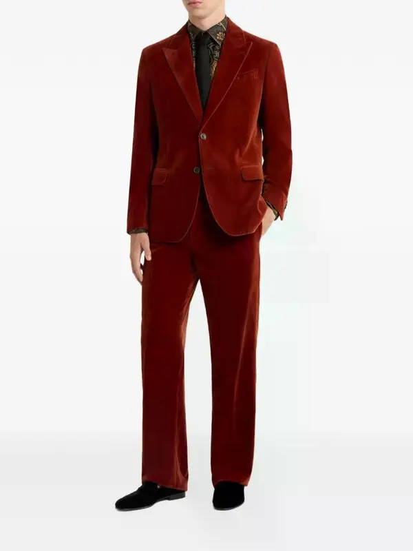 Etro Plain-coloured Straight-leg Cotton Velvet Trousers