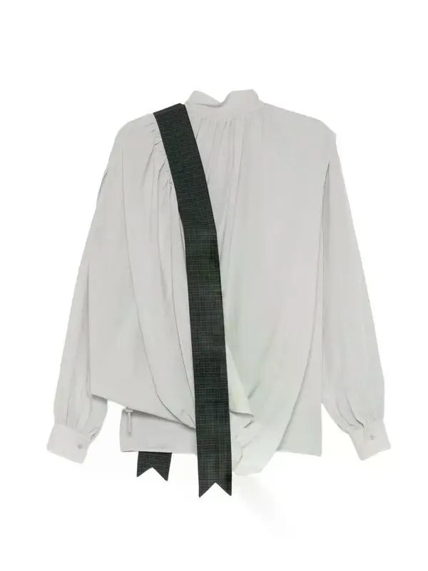 PUSHBUTTON Button-shoulder Pleated Blouse