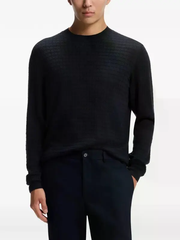 BOSS Knitted Sweater In Silk With Seasonal Pattern