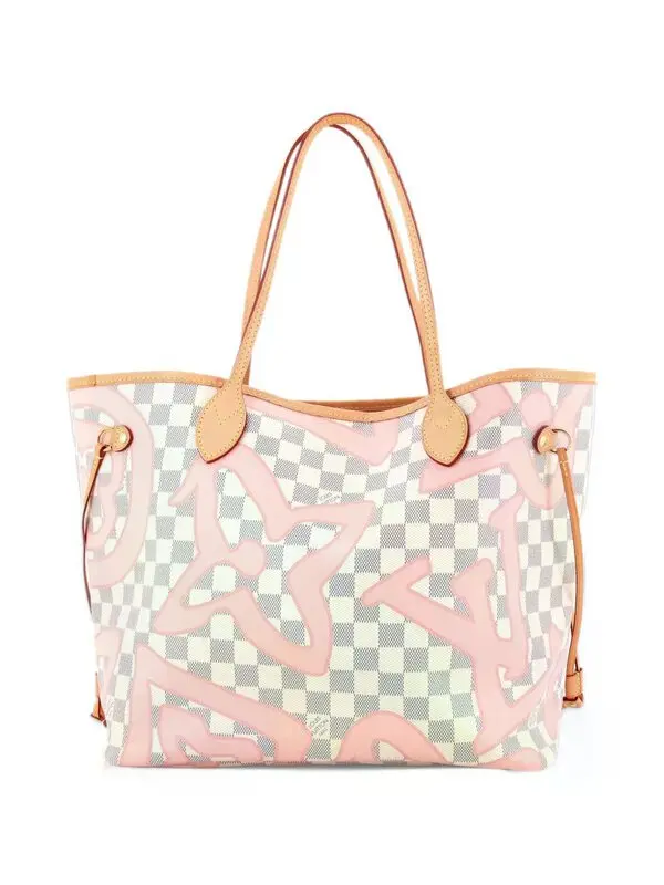 LOUIS VUITTON Neverfull Nm Limited Edition Damier Tahitienne Mm Tote Bag - White