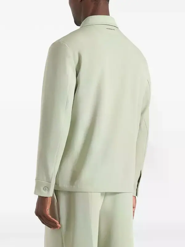 Manière De Voir Leo In Sage Hatched Tailored Overshirt