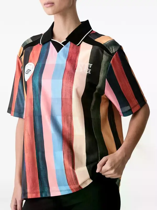 Stine Goya Xumbro Vertical-stripe Lace-patch Polo Shirt