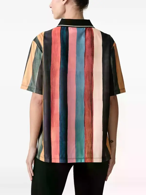 Stine Goya Xumbro Vertical-stripe Lace-patch Polo Shirt