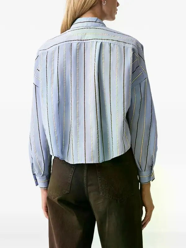 SESSUN Balanca Vertical-stripe Cropped Shirt