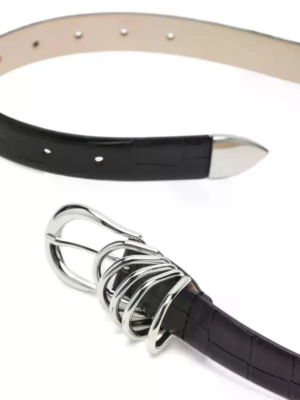 DEHANCHE Hollyhock Crocodile-effect Leather Belt
