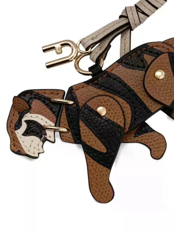 Furla Allegra Tiger-motif Leather Keyring Charm