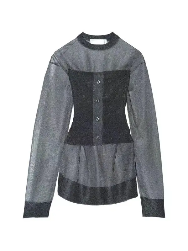 Toga Sheer Button-up Sweater - Grey