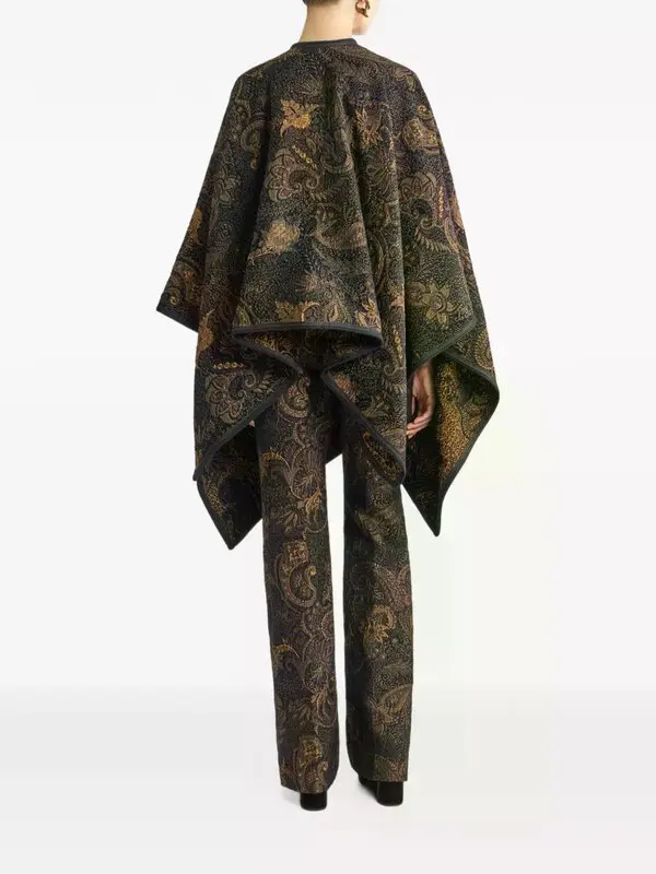 Etro Chenille Jacquard Cape With Floral Paisley Motif