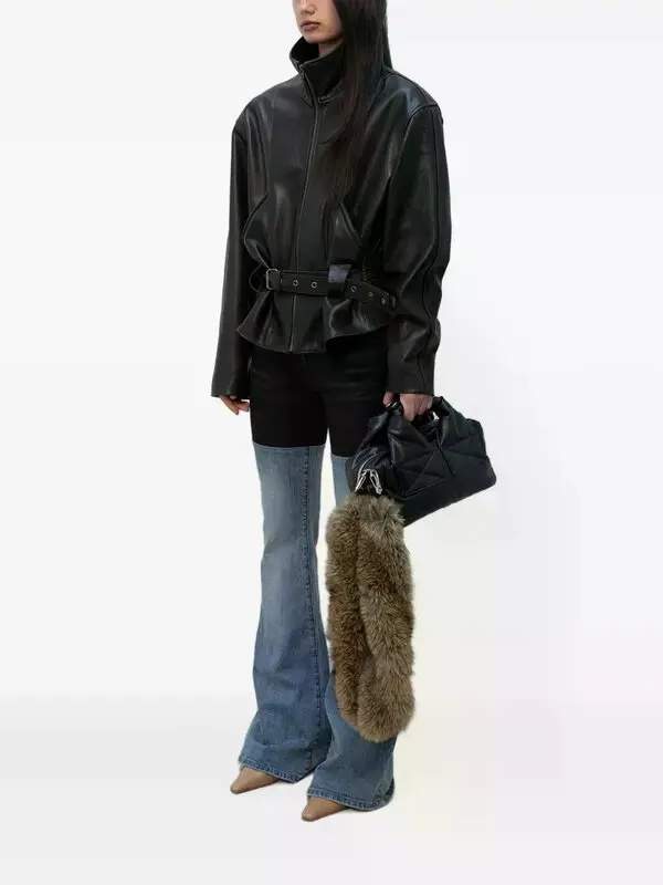 OPEN YY Belted Leather Jacket