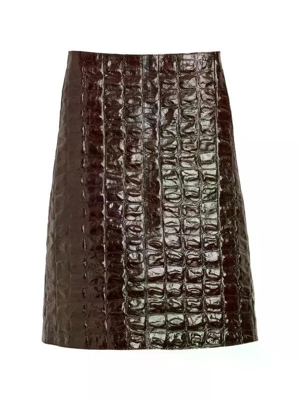AMI Paris Midi Cowhide Leather Skirt