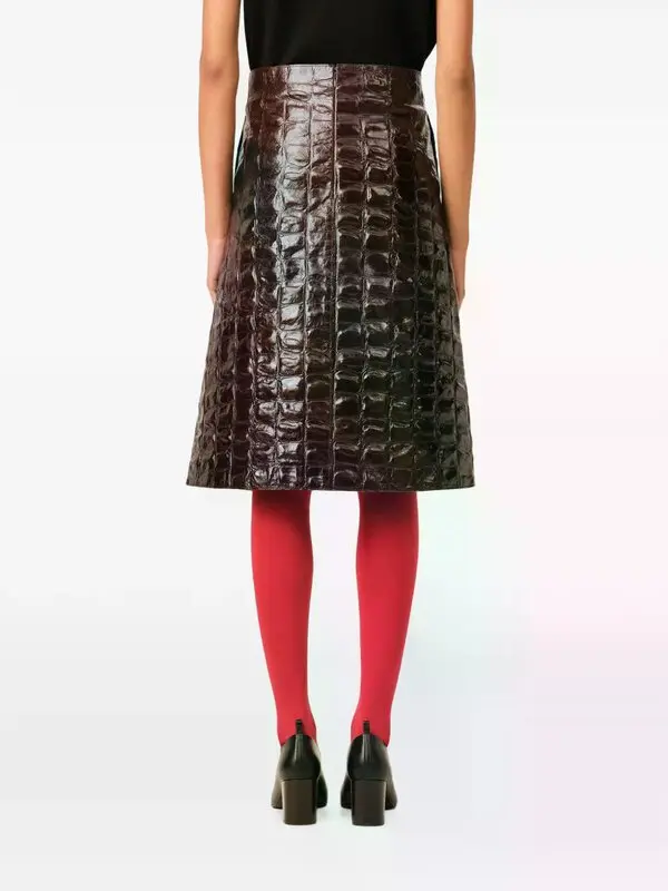AMI Paris Midi Cowhide Leather Skirt