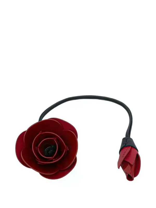 Furla Allegra Rose-detail Leather Keyring Charm