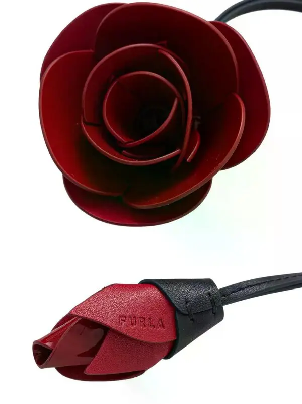 Furla Allegra Rose-detail Leather Keyring Charm
