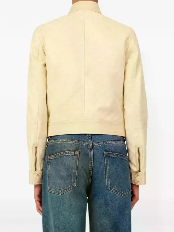 Gucci Gg Monogram Leather-trim Jacket