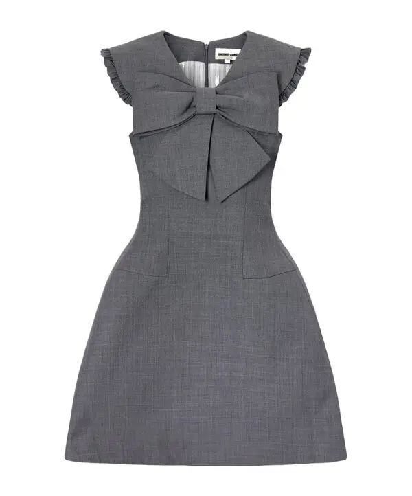 SHUSHU/TONG Bow-detail Ruffled Twill Mini Dress