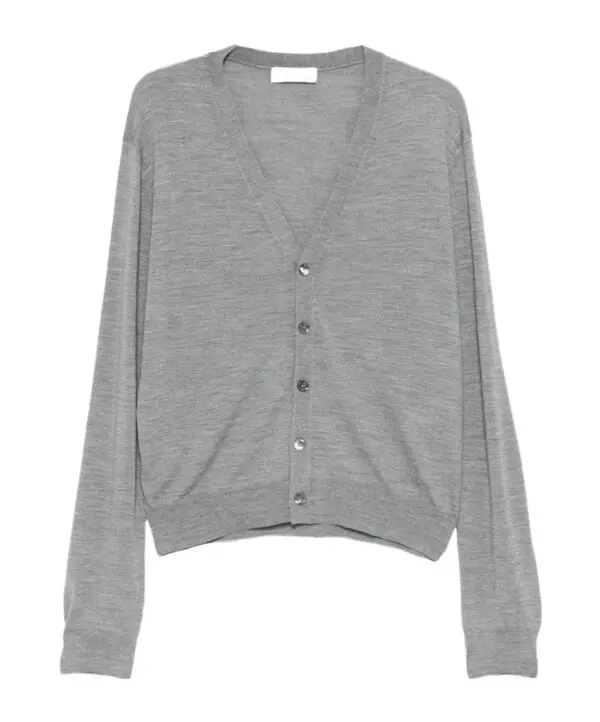 LANVIN V-neck Long-sleeve Knit Top - Gray