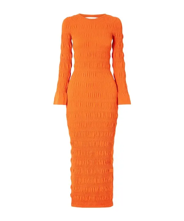 Tove Gathered Stretch Midi Dress - Red