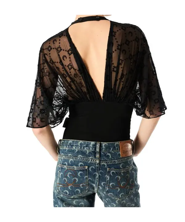 MARINE SERRE Short-sleeved Open-back Top