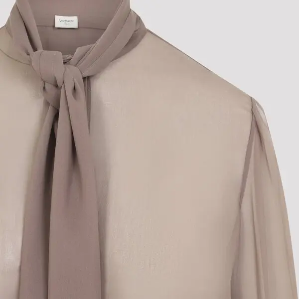 Saint Laurent Lavallière Ruffle Detailed Blouse