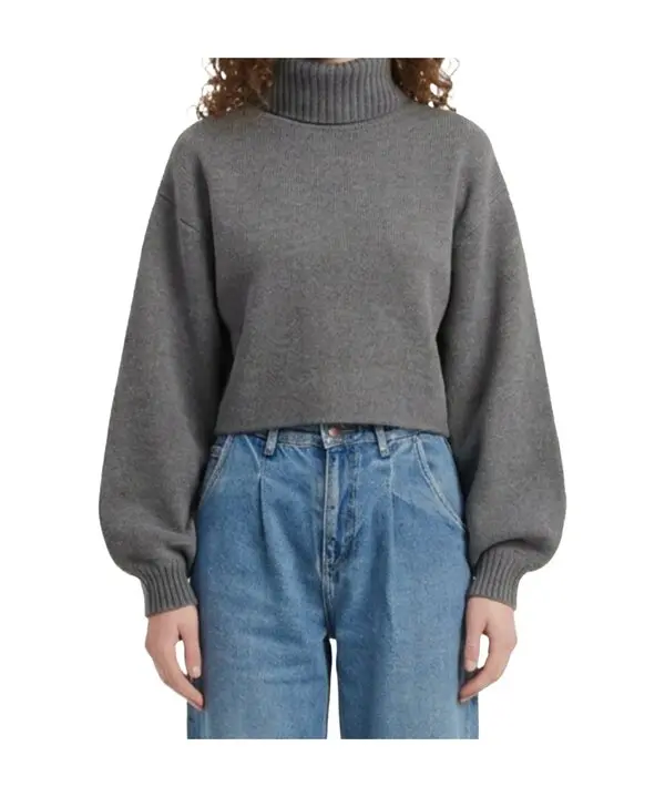 THE FRANKIE SHOP High-neck Cropped Sweater - Gray