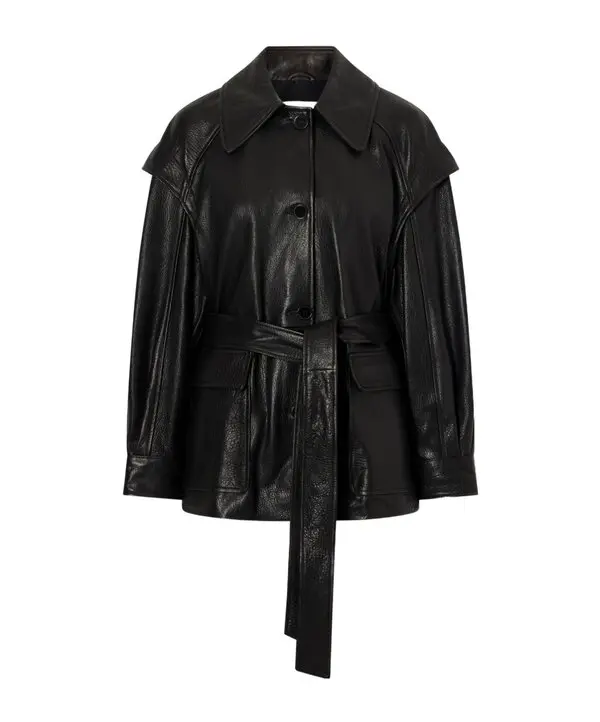 Nour Hammour Belted Leather Jacket