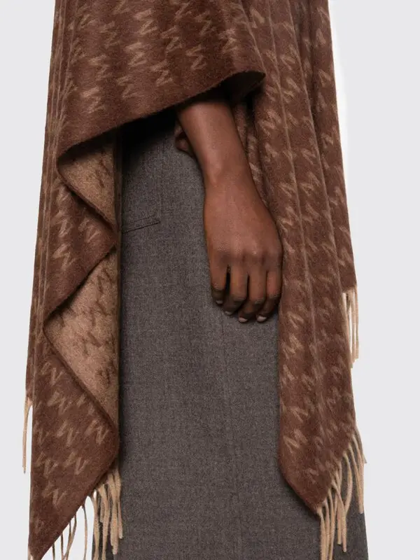 Max Mara Falange Logo-jacquard Shawl - Brown