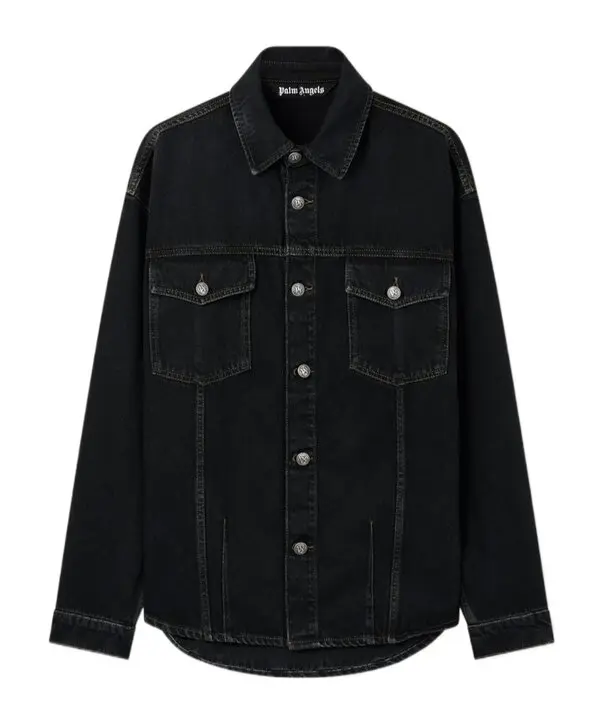 Palm Angels Classic Logo Faded Denim Shirt