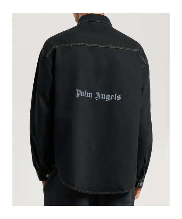 Palm Angels Classic Logo Faded Denim Shirt
