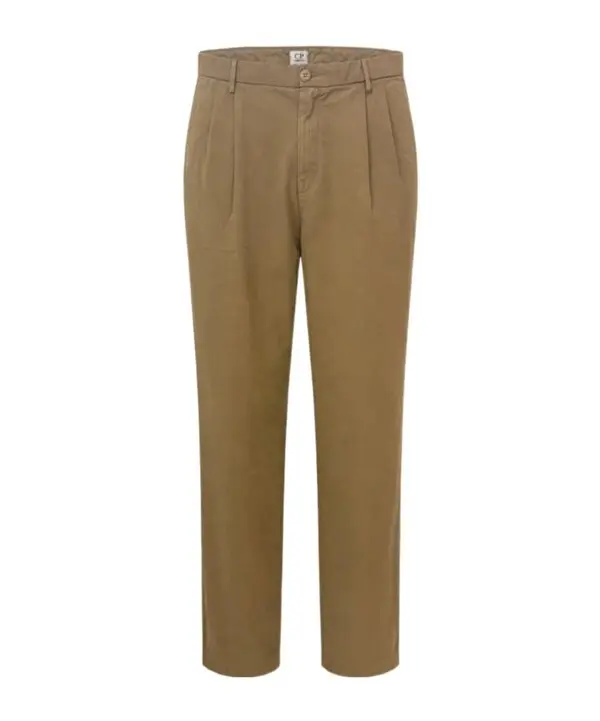 C.P. COMPANY Cotton Gabardine Boxy Pleats Pants - Brown