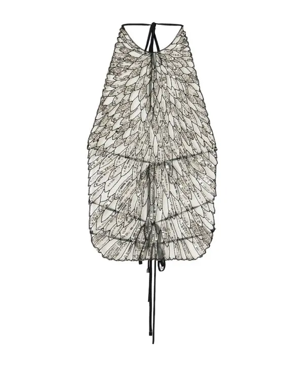 Attico Tie-detailed Sequin-embellished Tulle Tank - Silver
