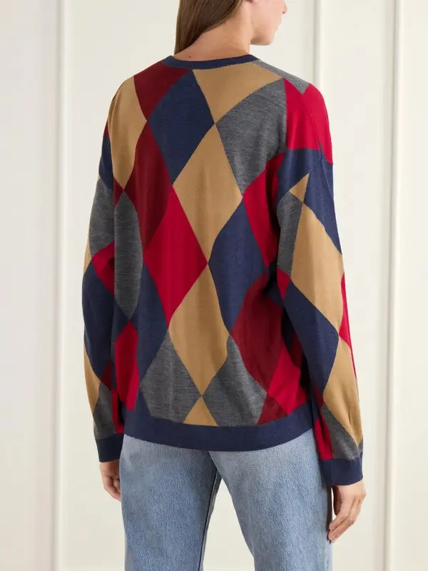 LESET Argyle Intarsia-knit Merino Wool Sweater - Black