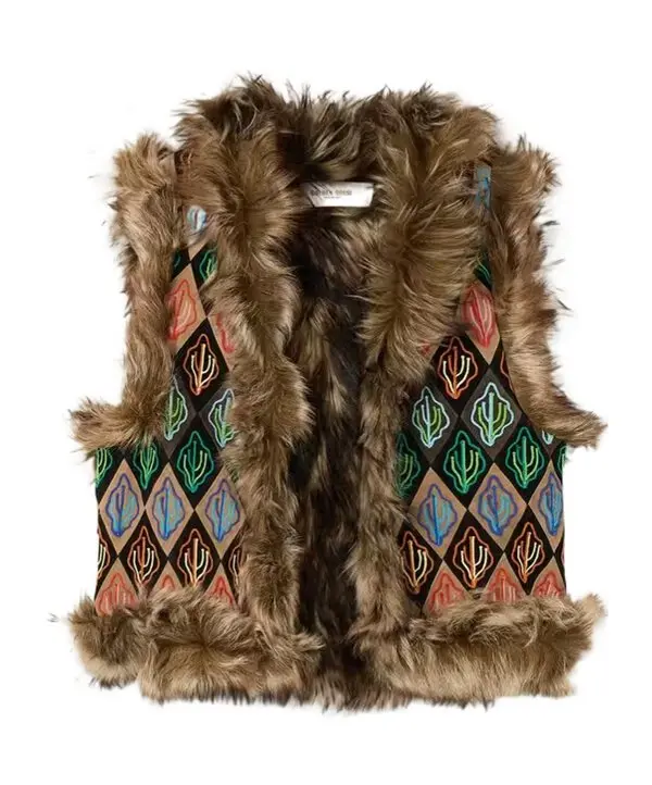 GOLDEN GOOSE Fur-trim Vest - Multicolor