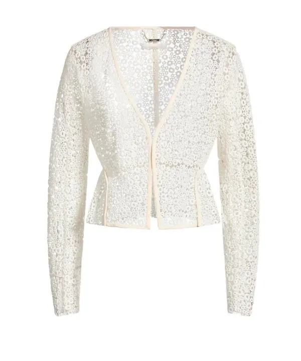 Chloé Minimalist Lace Long-sleeve Cropped Jacket