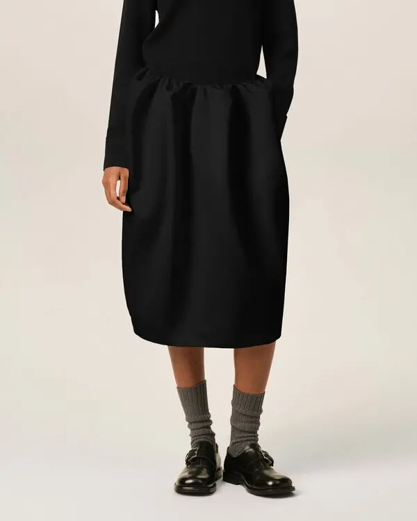 AMI Paris Midi Gathered Satin Skirt