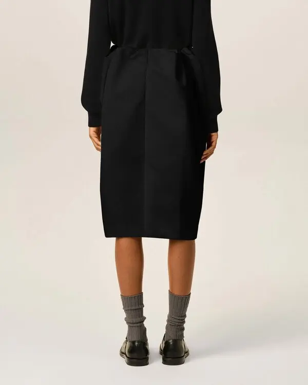 AMI Paris Midi Gathered Satin Skirt