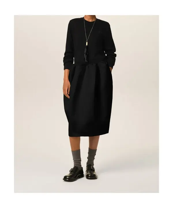 AMI Paris Midi Gathered Satin Skirt