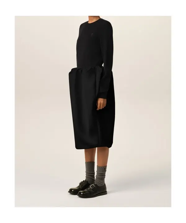 AMI Paris Midi Gathered Satin Skirt