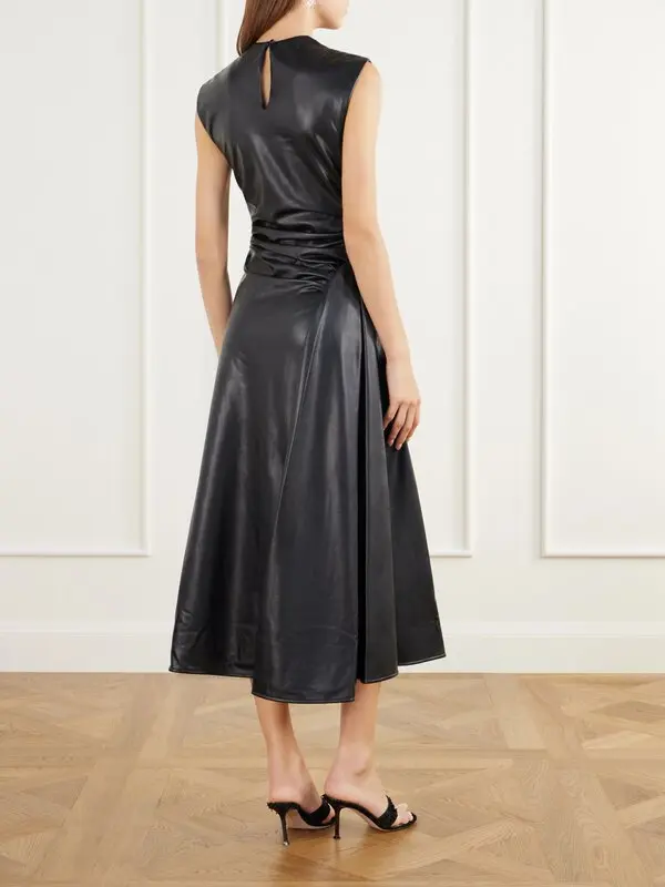 Simkhai Draped Glossed Midi Dress