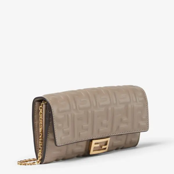 Fendi Baguette Continental With Chain - Grey