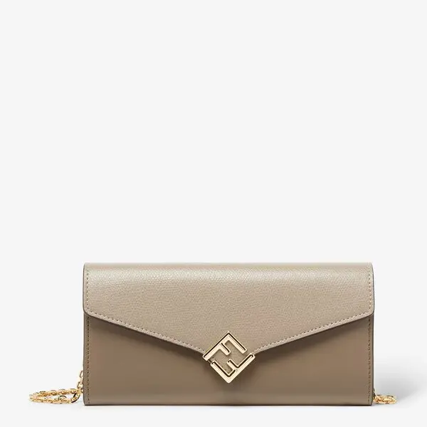 Fendi Ff Diamonds Continental With Chain - Grey