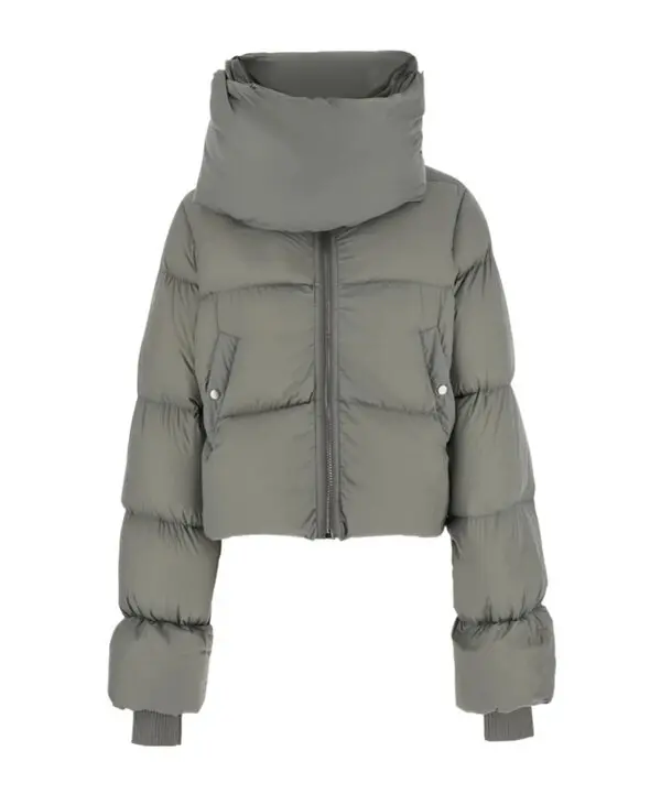 Rick Owens High Collar Puffer Down Jacket - Gray