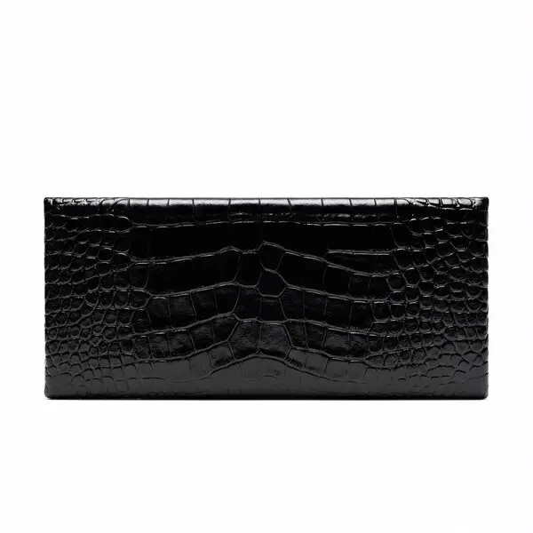 TOM FORD Tumbled Printed Embossed Leather Arc Clutch Bag - Black
