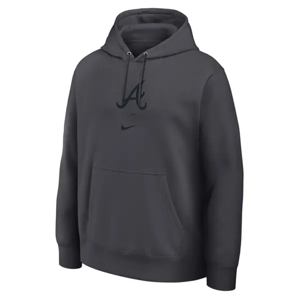 Nike Atlanta Braves Washed Club Mlb Pullover Hoodie - Grey