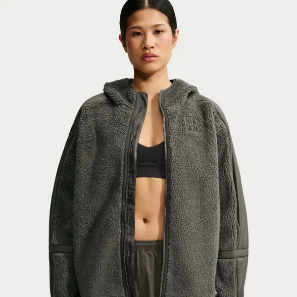 Nike Skims Sherpa Oversized Full-zip Hooded Jacket
