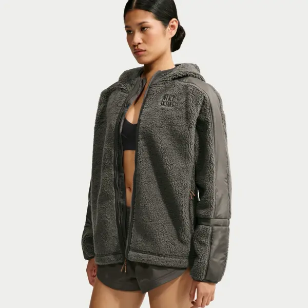 Nike Skims Sherpa Oversized Full-zip Hooded Jacket