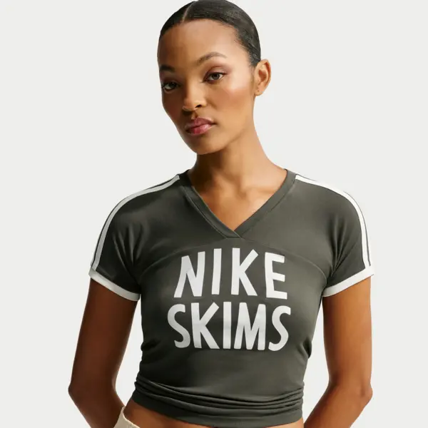 Nike Skims Stretch Knit V-neck Short-sleeve Top