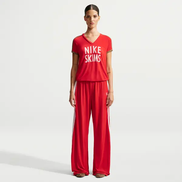 Nike Skims Stretch Knit V-neck Short-sleeve Top