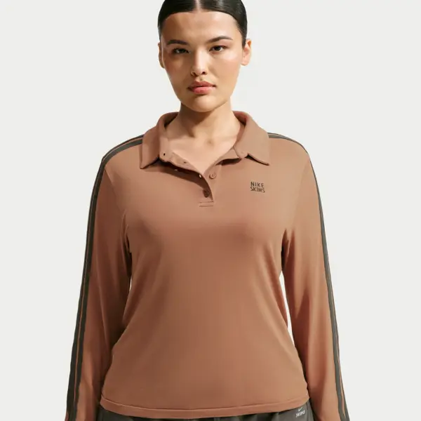 Nike Skims Stretch Knit Long-sleeve Polo Top