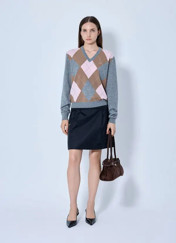 Prada Argyle V-neck Sweater