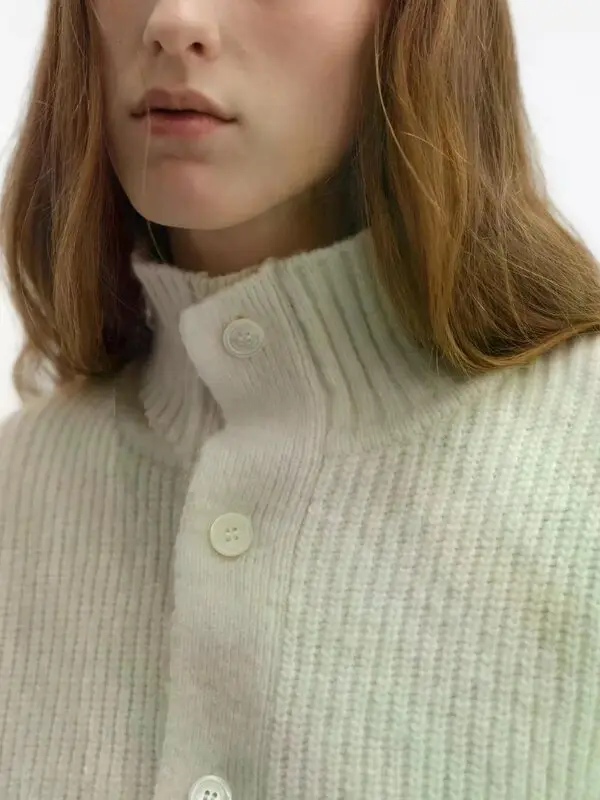 DUNST Ribbed-knit Button-up Sweater
